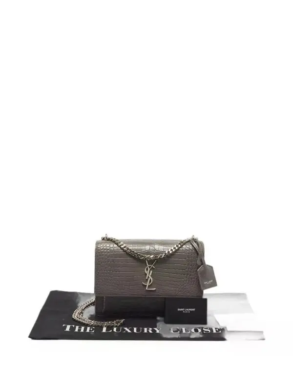 Saint Laurent 2017 Medium Sunset Croc-embossed Shoulder Bag
