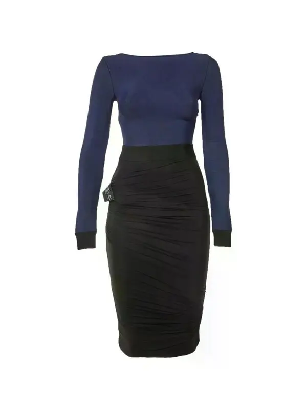 Herve Leger Ruched Knit Midi Dress