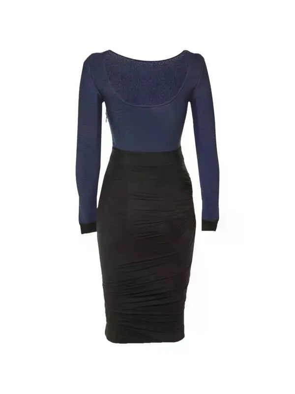 Herve Leger Ruched Knit Midi Dress