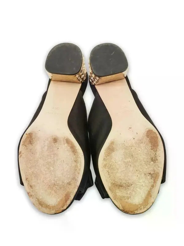 Miu Miu Bow Crystal-embellished Block Heel Sandals