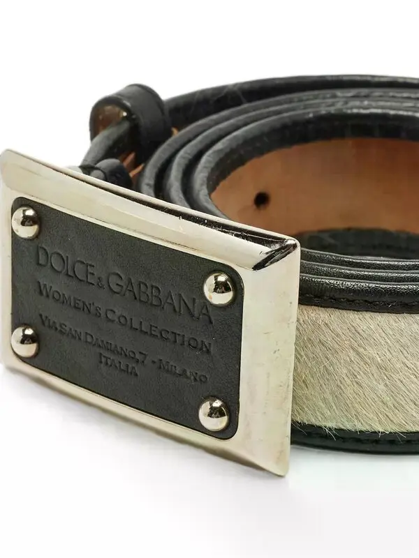 Dolce & Gabbana Logo-plaque Calf Hair Belt