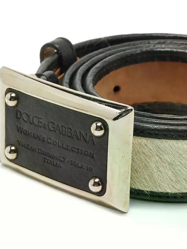 Dolce & Gabbana Logo Plaque Calf Hair Belt