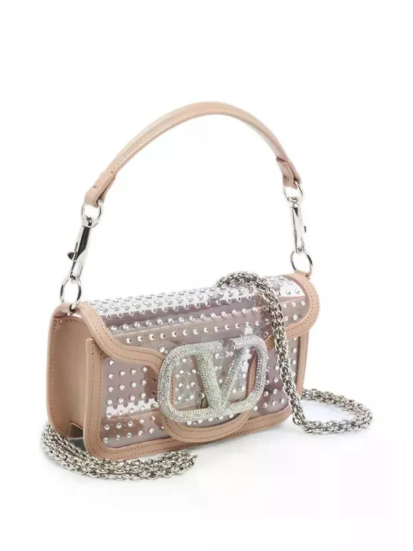 Valentino Garavani Locò Crystal-embellished Shoulder Bag - Neutrals