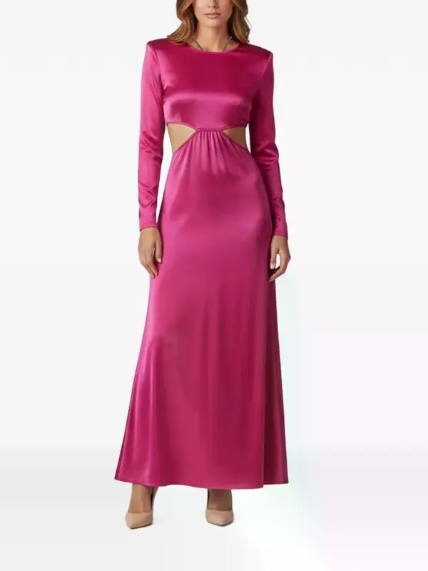 Elisabetta Franchi Cut-out Lamé Maxi Dress - Pink
