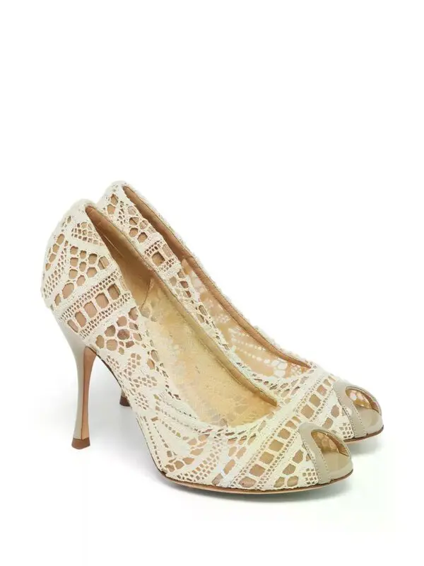 Dolce & Gabbana Lace Peep-toe Stiletto Pumps - White