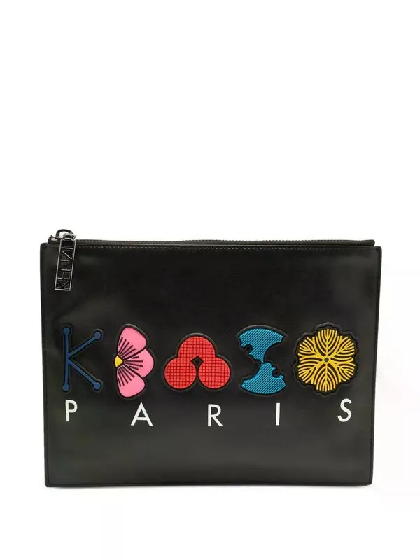 Kenzo Logo Patch Clutch Bag - Black