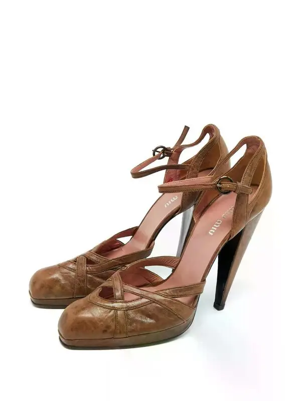 Miu Miu Square Toe Crossover Strap Pumps