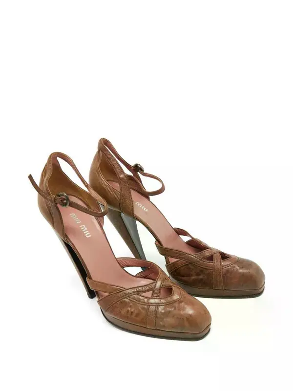 Miu Miu Square Toe Crossover Strap Pumps