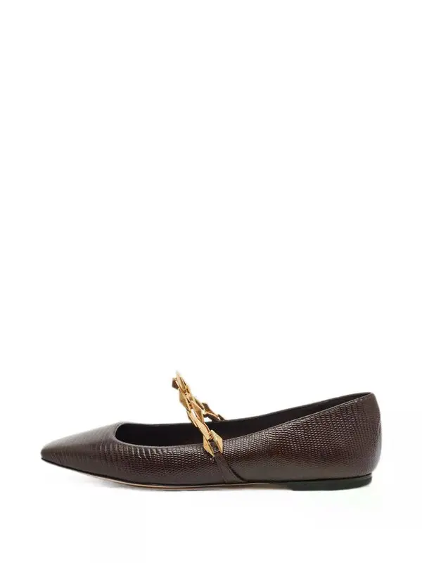 JIMMY CHOO Tilda Lizard-embossed Ballet Flats - Brown