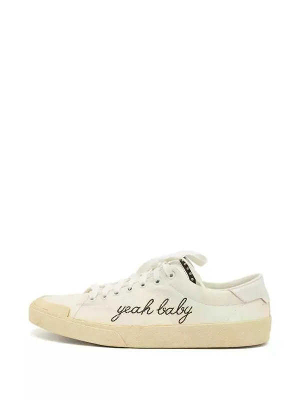 Saint Laurent Court Classic Embroidered Sneakers - Neutrals