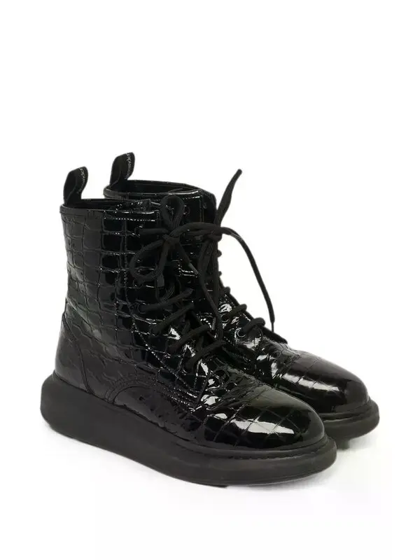 Alexander McQueen Oversized Croc-embossed Boots