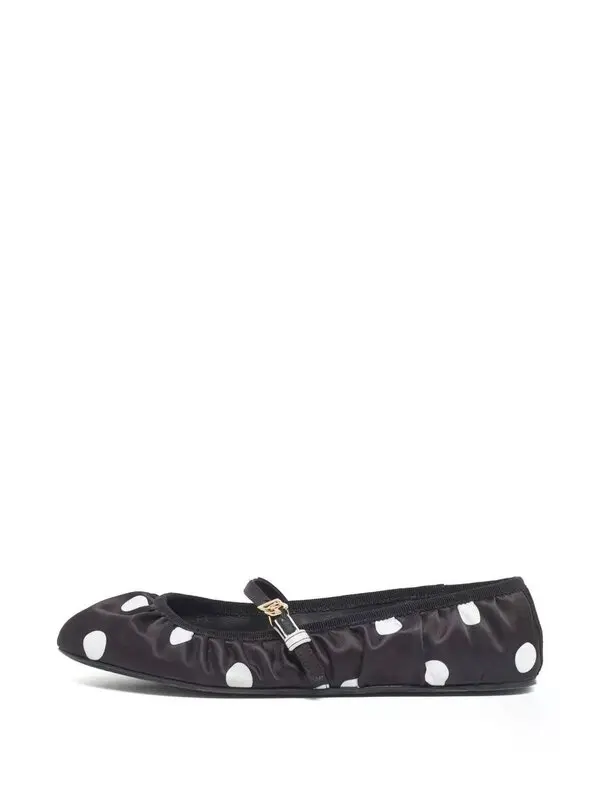 Dolce & Gabbana Dg Buckle Dot-print Ballet Flats - Black