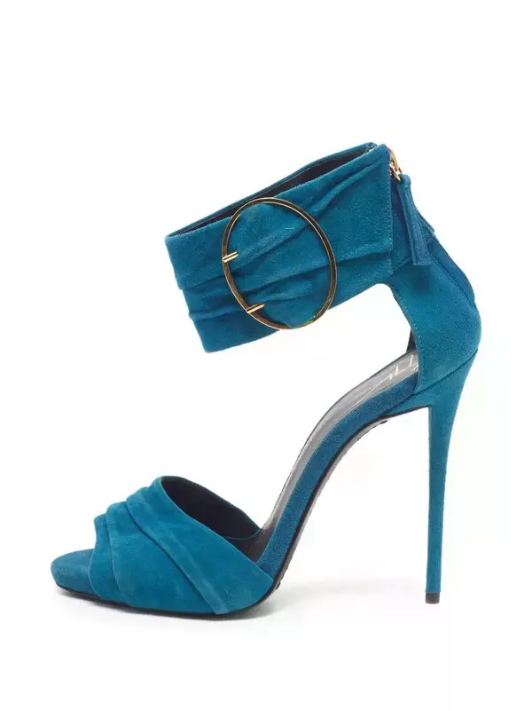 GIUSEPPE ZANOTTI Ruched-detailing Ankle-strap Heeled Sandals - Blue
