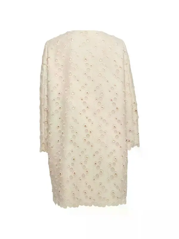 Max Mara Embroidered Scalloped-edge Coat - Neutrals