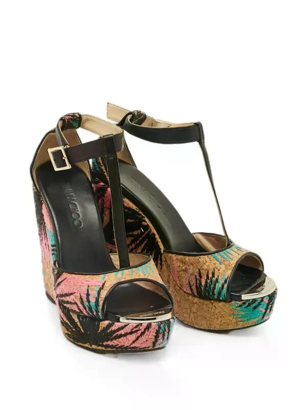 JIMMY CHOO T-bar Wedge Sandals