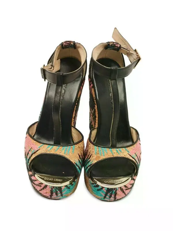 JIMMY CHOO T-bar Wedge Sandals