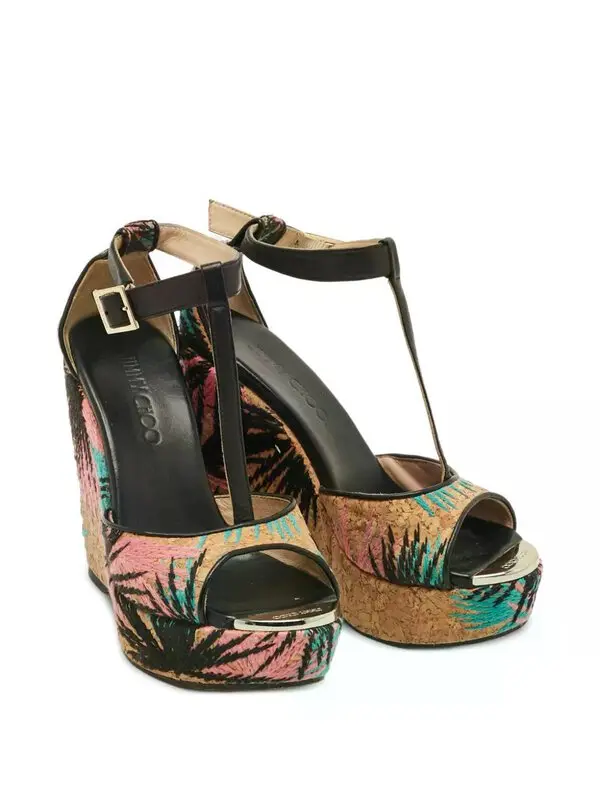 JIMMY CHOO T-bar Wedge Sandals
