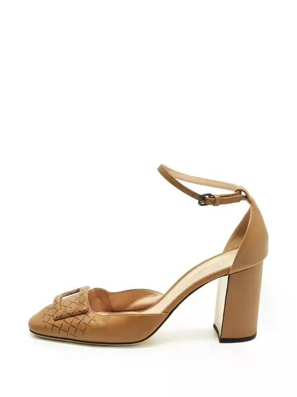 Bottega Veneta Intrecciato Buckle Ankle Strap Pumps
