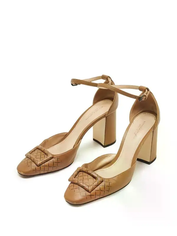 Bottega Veneta Intrecciato Buckle Ankle Strap Pumps