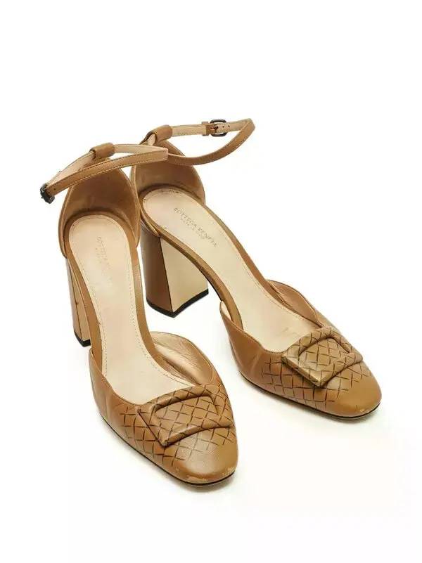 Bottega Veneta Intrecciato Buckle Ankle Strap Pumps