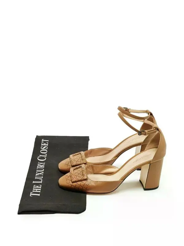 Bottega Veneta Intrecciato Buckle Ankle Strap Pumps