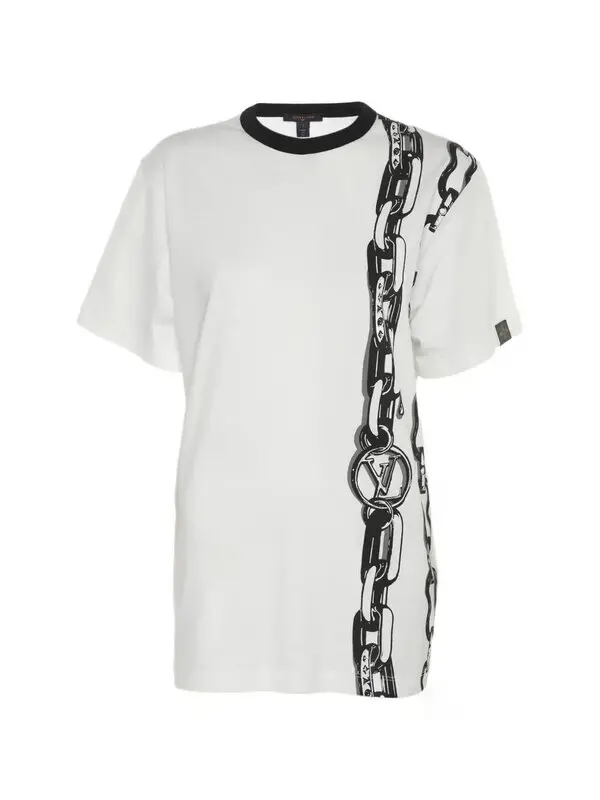 LOUIS VUITTON Chain-print T-shirt - White