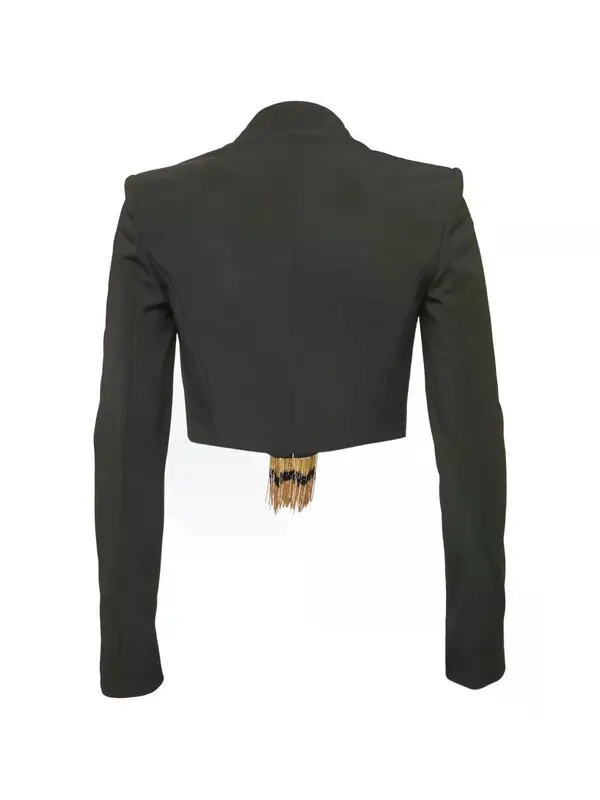Elisabetta Franchi Beaded Cropped Jacket - Black