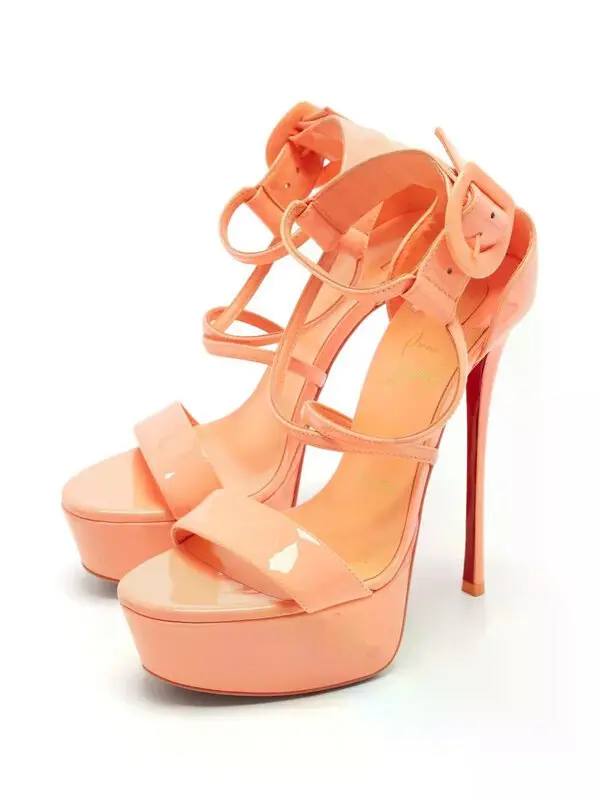 CHRISTIAN LOUBOUTIN Patent Leather Platform Stiletto Heeled Sandals