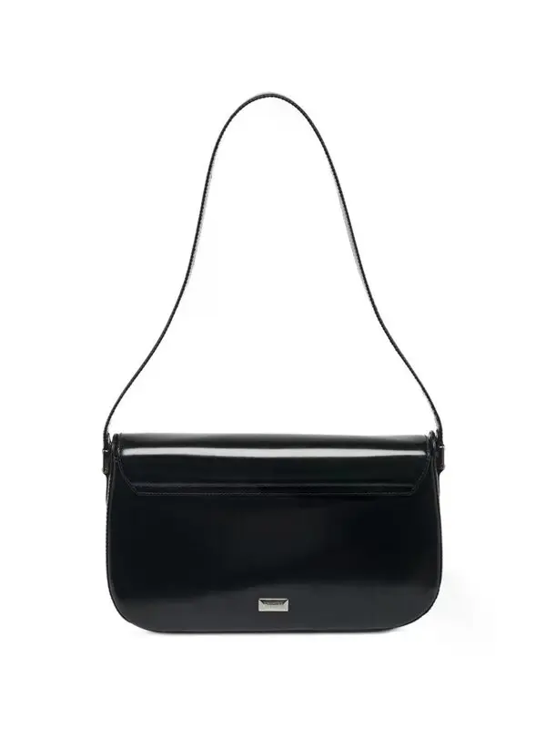 Moschino Glossy Leather Shoulder Bag - Black
