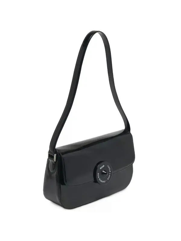 Moschino Glossy Leather Shoulder Bag - Black
