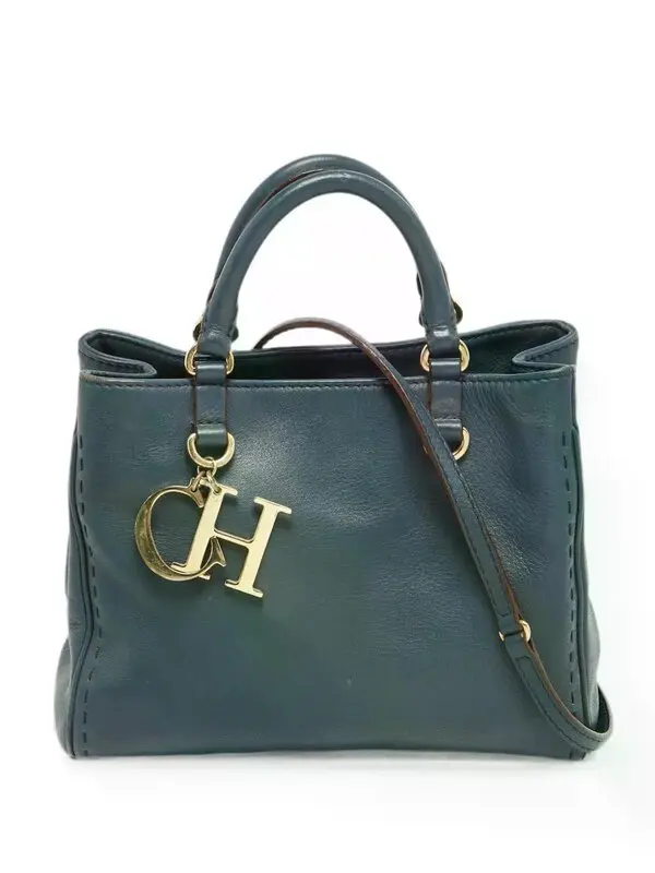 Carolina Herrera Ch Charm Leather Tote Bag - Blue