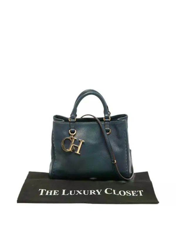 Carolina Herrera Ch Charm Leather Tote Bag