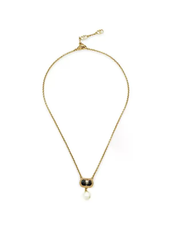 Valentino Garavani Vlogo Faux-pearl Necklace - Gold