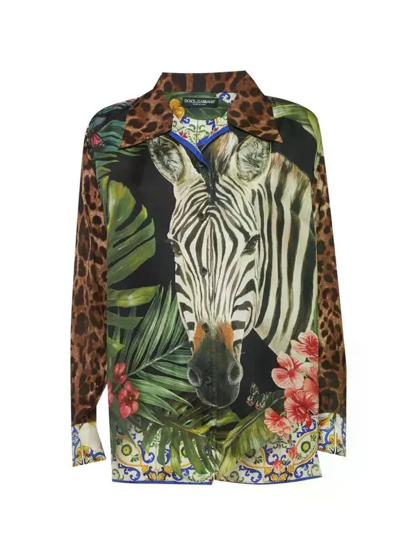 Dolce & Gabbana Animal-print Oversized Shirt - Brown