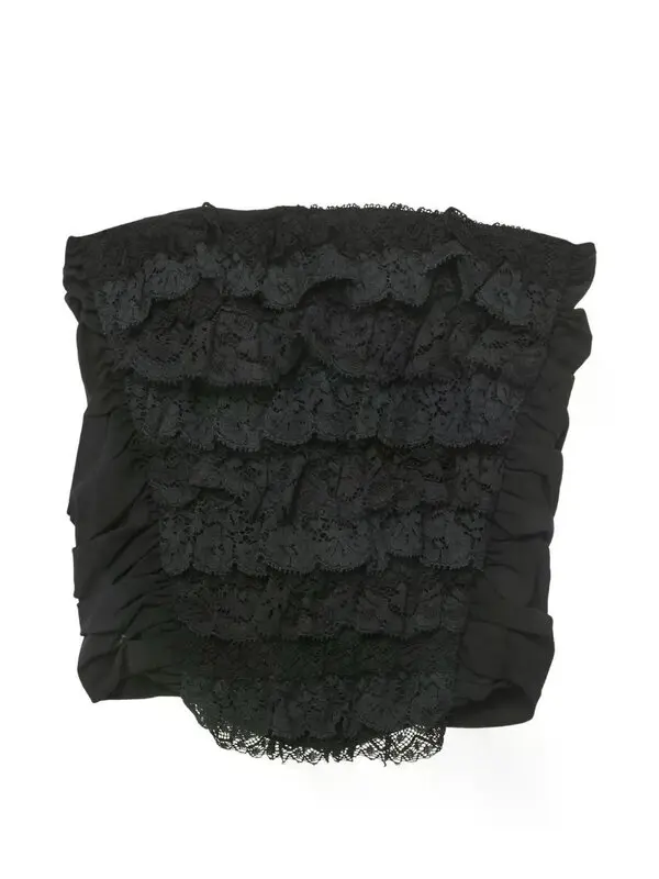 Dolce & Gabbana Lace Ruffle Strapless Blouse - Black