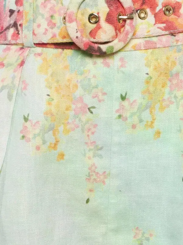 Zimmermann Floral-print Belted Shorts