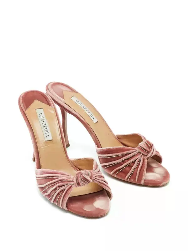 AQUAZZURA Velvet Knot Detail Stiletto Sandals