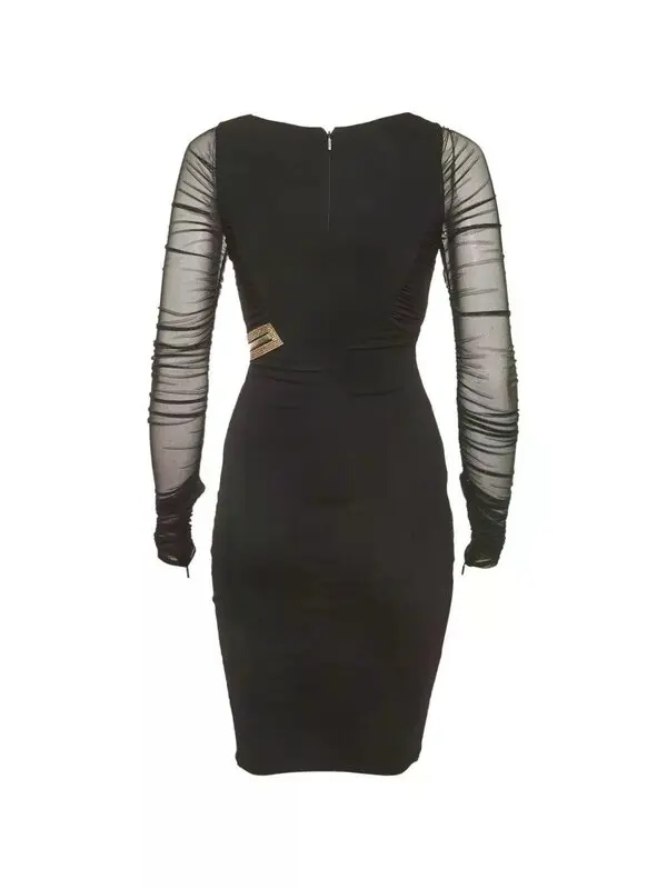 Versace Draped Tulle Midi Dress - Black