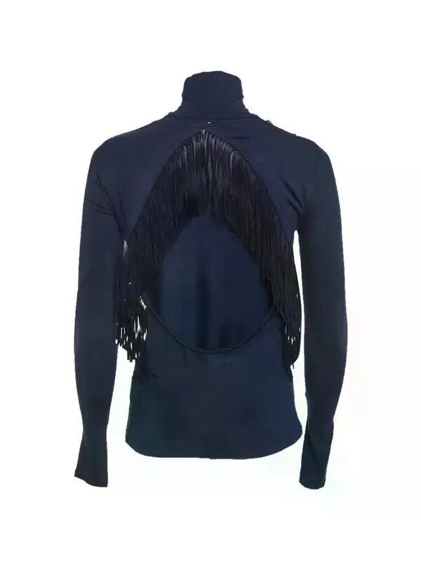 Elisabetta Franchi Fringe-detail Roll-neck Top - Blue