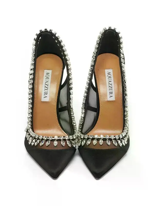 AQUAZZURA Crystal Crush Mesh Pumps
