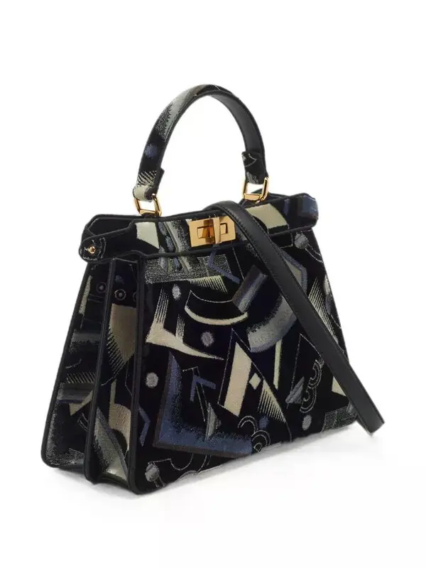 Fendi 2022 Peekaboo Iseeu Medium Printed Velvet Top Handle Bag