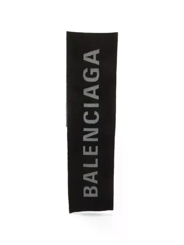 Balenciaga Logo Reversible Scarf - Black