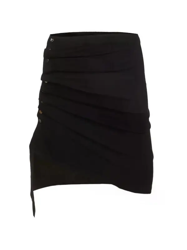 Rabanne Ruched Asymmetric Mini Skirt - Black