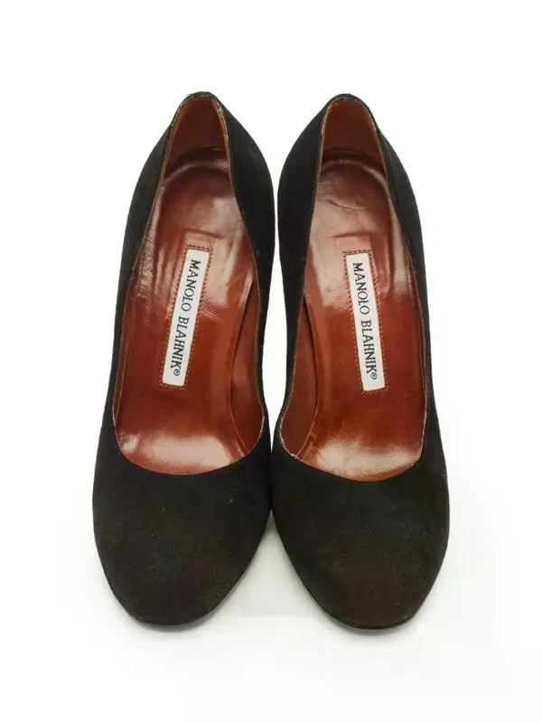Manolo Blahnik Almond-toe Block-heel Pumps - Black