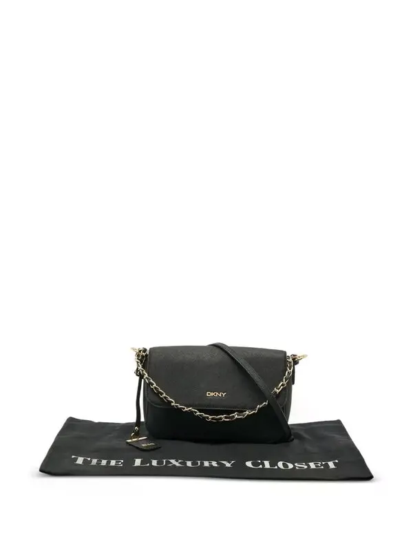 Dkny Bryant Park Flap Shoulder Bag With Chain Link Trim - Black