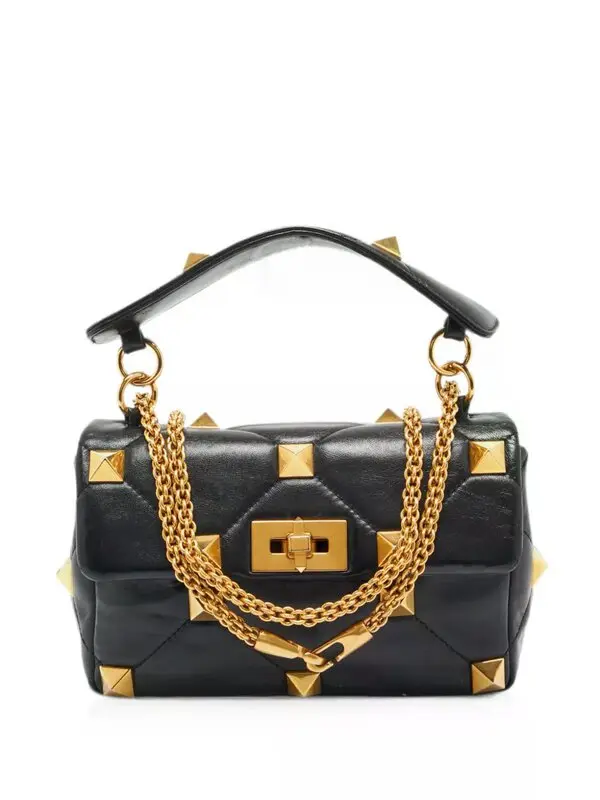 Valentino Garavani Roman Stud-embellished Shoulder Bag - Black