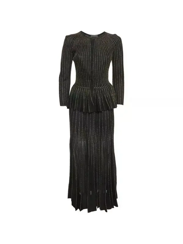Alexander McQueen Embroidered Peplum-waist Top And Skirt Set - Black