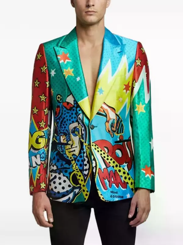 D&G PREOWNED Single-breasted Graphic-print Silk Blazer