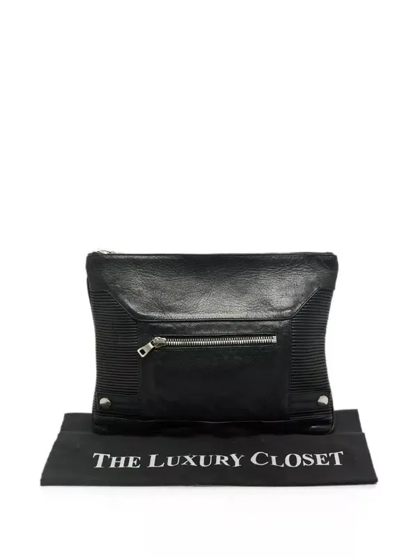 Balmain Biker Leather Clutch Bag
