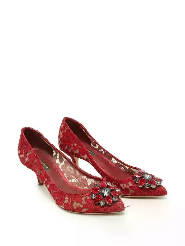 Dolce & Gabbana Bellucci Floral Lace Pumps - Red